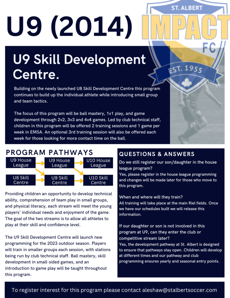 Impact Skill Centre (Club) – St. Albert Soccer Association
